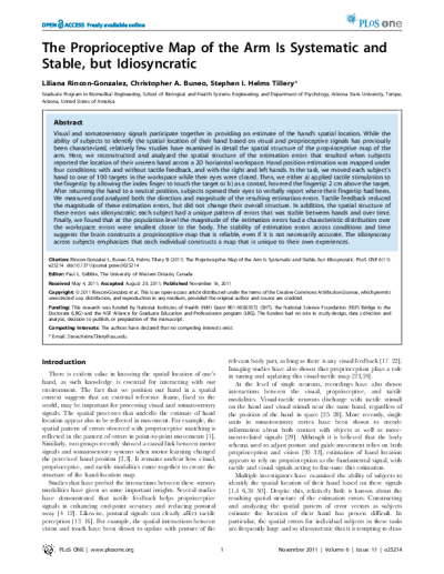 The Proprioceptive Map of the Arm Is Systematic and Stable, But ...